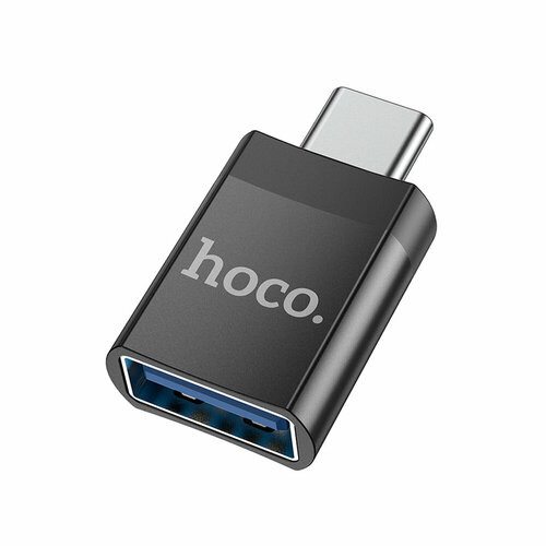 Переходник USB(m) - Type-C(f) HOCO UA17, OTG, цвет: чёрный