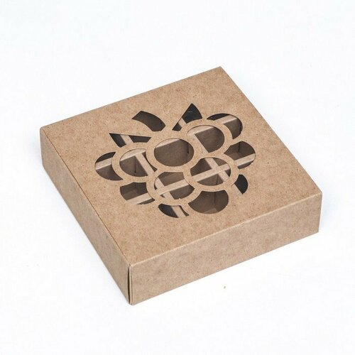 Коробка под 9 конфет вырубка «Малина» 13,7 х 13,7 х 3,8 см, крафт (комплект из 35 шт)