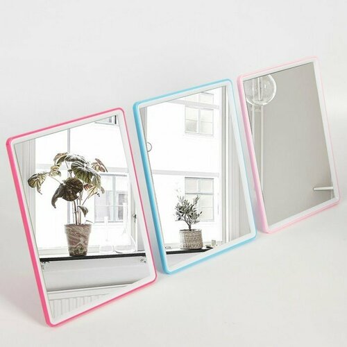 Зеркало настольное - подвесное, зеркальная поверхность 13,5 × 18,5 см, цвет микс (комплект из 6 шт)