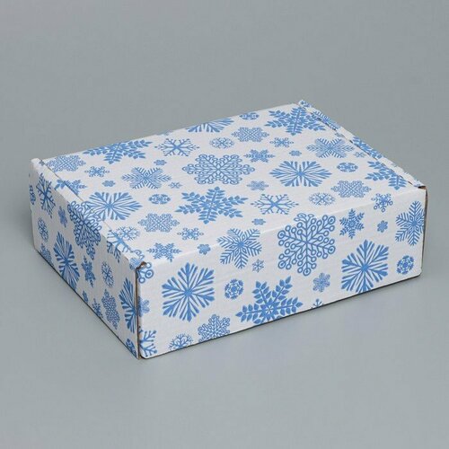 Коробка сборная «Снежинки», белый, 27 х 21 х 9 см (комплект из 16 шт)