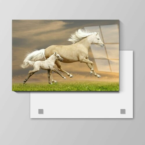 Картина на стекле - "Лошадки" размер 60-40 см