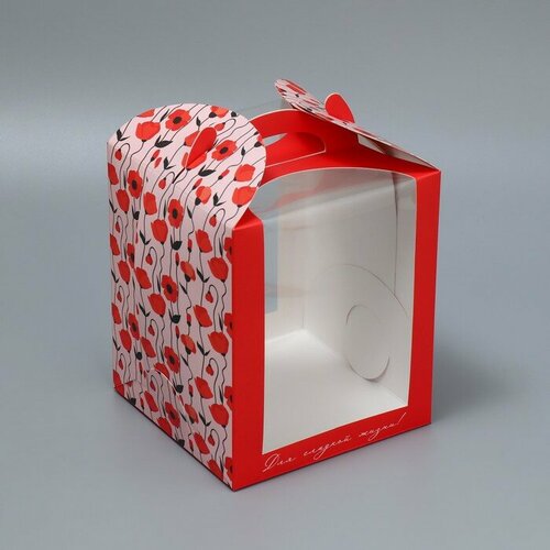 Складная коробка под маленький торт «Маки», 15 × 15 × 18 см (5 шт)