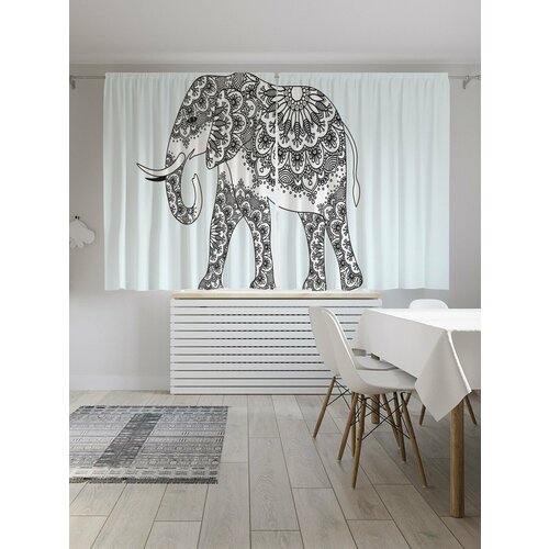 Классические шторы JoyArty "Диски мандалы на священном слоне", серия Oxford DeLux, 2 полотна 145x180 см