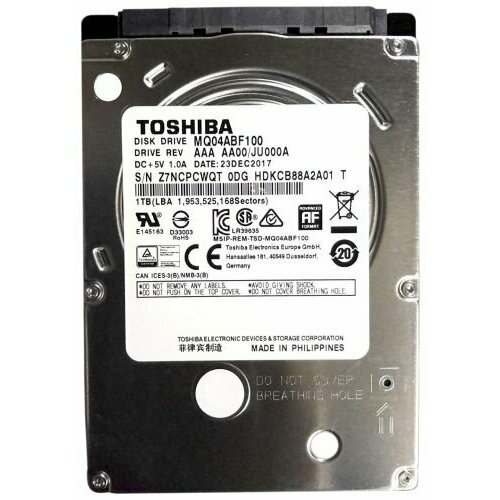 Жесткий диск 1TB SATA 6Gb/s Toshiba (KIOXIA) MQ04ABF100 MQ04 2.5" 5400rpm 128MB