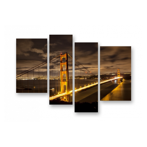 Модульная картина на стекле | Diva Kartina | Город. США Мост-Золотые ворота | 140X100 см