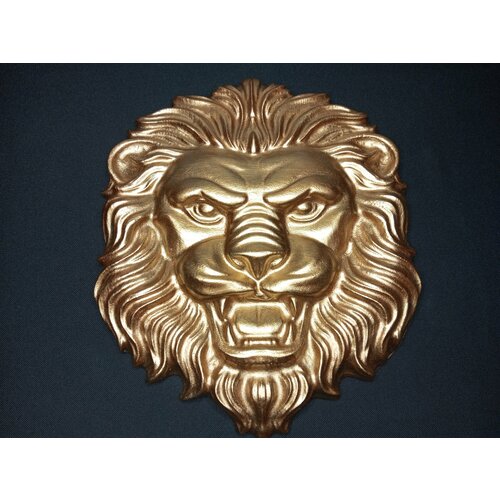 Декоративное панно барельеф из гипса лев на стену 28х23см цвет бронзовый