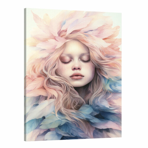 Интерьерная картина 50х70 "Девушка в перьях"