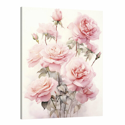 Интерьерная картина 50х70 "Розы в сиянии"