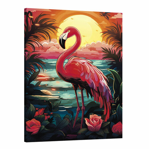 Интерьерная картина 50х70 "Тропическая элегия фламинго"