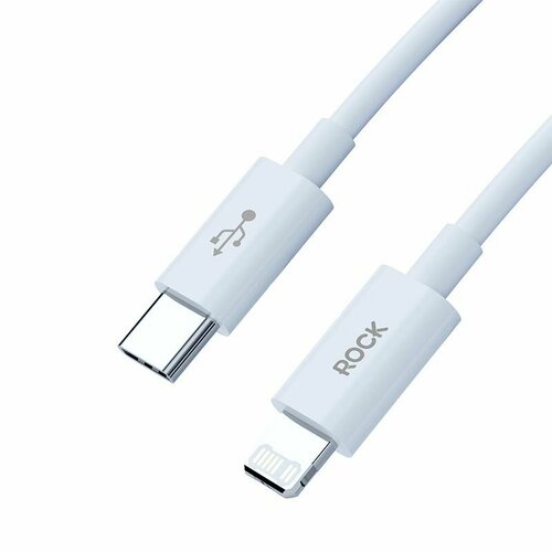 Кабель ROCK Xiaomi с быстрой зарядкой, 27W, 3A, USB-C to Lightning Fast Charge Data Cable для iPod, iPhone, iPad, 100 см. Белый