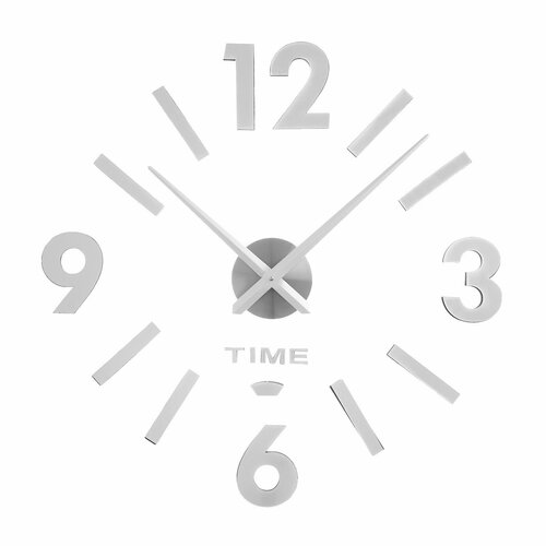 Часы-наклейка, серия: DIY, d-120 см, сек стрелка 39 см, цифра 12 см, АА, серебро