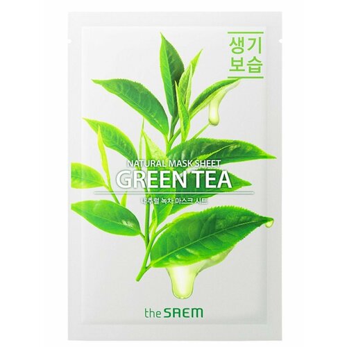 Маска на тканевой основе, 21 мл, Natural Green Tea Mask Sheet, THE SAEM, 8806164158890