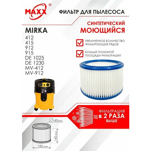 Фильтр синтетический, моющийся для пылесоса Mirka 1230, 1025, 915, 415 L, DE 415/915/1025 L, 8999600411