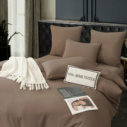 Комплект постельного белья Viva Home Textile Однотонный сатин CS054, 2-спальный, наволочки 50-70 2 шт.