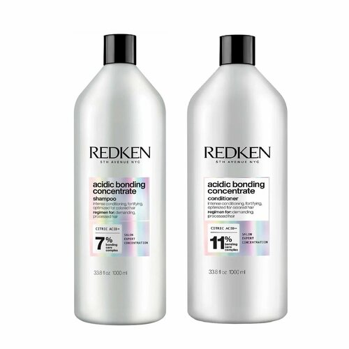 Redken Acidic Bonding Concentrate Set - Набор для увлажнения и восстановления всех типов поврежденных волос (шампунь 1000 мл, кондиционер 1000 мл)