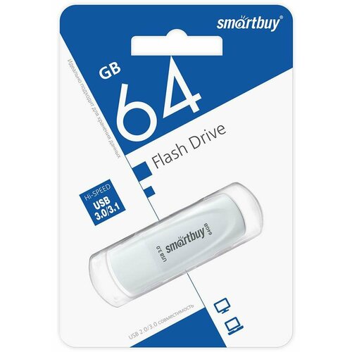 Флэш-накопитель SMARTBUY (SB064GB3SCW) UFD 3.0/3.1 064GB, Scout White