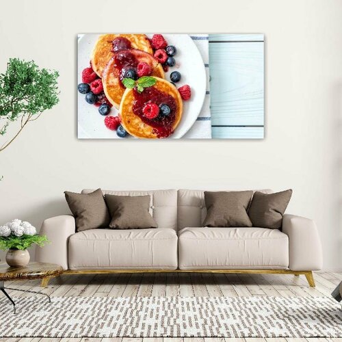Картина на холсте 60x110 LinxOne "Ягоды малина черника" интерьерная для дома / на стену / на кухню / с подрамником