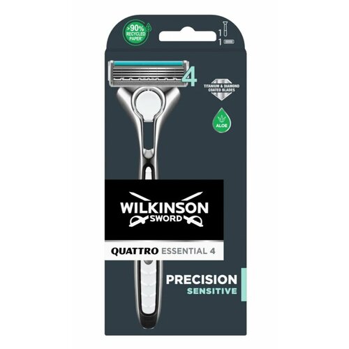 Многоразовый бритвенный станок Wilkinson Sword Quattro Essential Precision Sensitive, 1 шт.