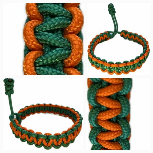 Славянский оберег, плетеный браслет "ОЗ", 1 шт., размер 7 см, размер one size, диаметр 7 см, оранжевый, зеленый