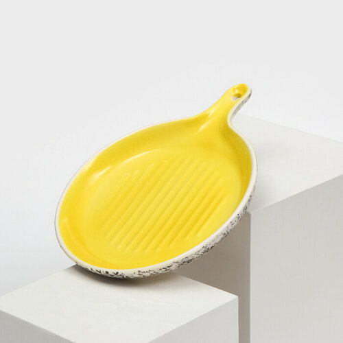 Керамика ручной работы Форма для запекания керамическая "Классика", жёлтая, 1 сорт, Иран