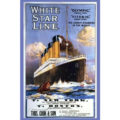 Плакат, постер на бумаге иностранный Titanic, Olympic, White Star Line. Размер 60 х 84 см