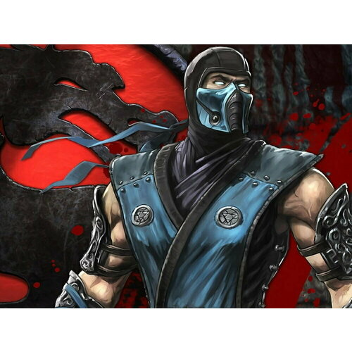 Плакат, постер на холсте Mortal Kombat: Sub Zero/Мортал Комбат: Саб Зиро/игровые/игра/компьютерные герои персонажи. Размер 21 х 30 см