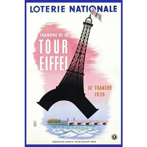 Плакат, постер на холсте иностранный Loterie Nationale-Tour Eiffel. Размер 21 х 30 см