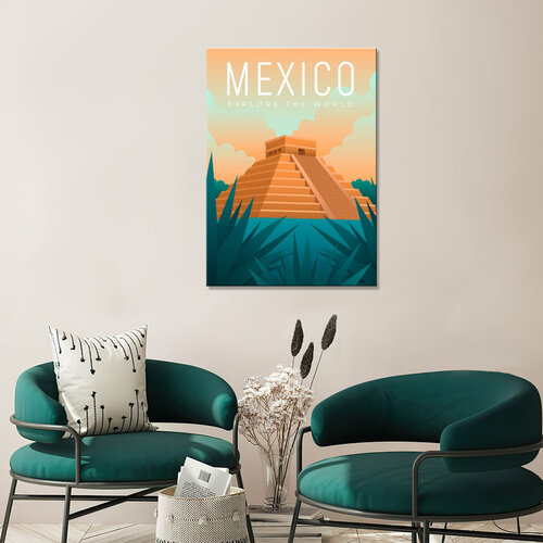Интерьерная картина на холсте - Мексика пирамида арт 30х40