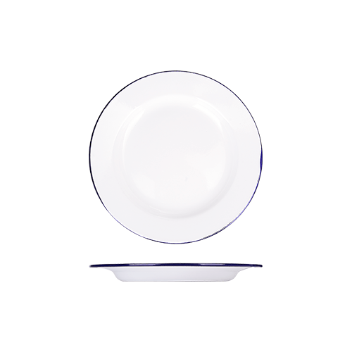 Тарелка мелкая эмалированная; сталь; D=26см; белый, синий, Prohotel, QGY - 451/26