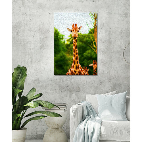 Картина - жираф, арт жираф, жираф рисунок, пятнистый жираф (12) 40х60