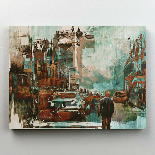 Интерьерная картина на холсте "Иллюстрация - люди гуляет по центру города" размер 40x30 см