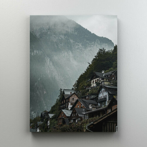Интерьерная картина на холсте "Горная деревня" пейзажи, размер 22x30 см