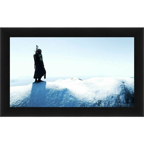 Плакат, постер на холсте The Witcher 3 (Ведьмак), Геральт на снежной вершине. Размер 21 на 30 см