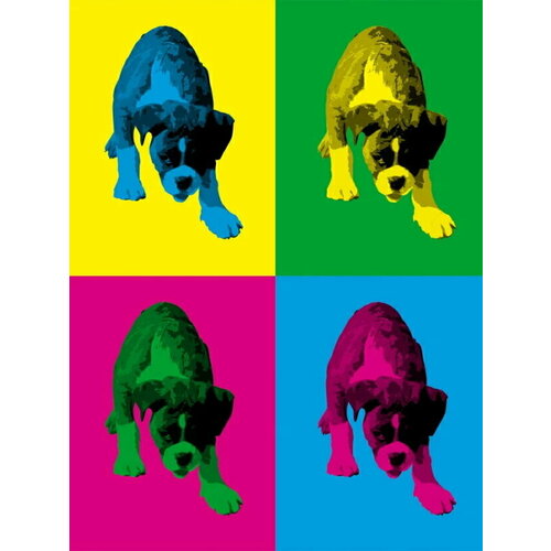 Плакат, постер на холсте Colors/Собака/искусство/арт/абстракция/творчество. Размер 60 на 84 см