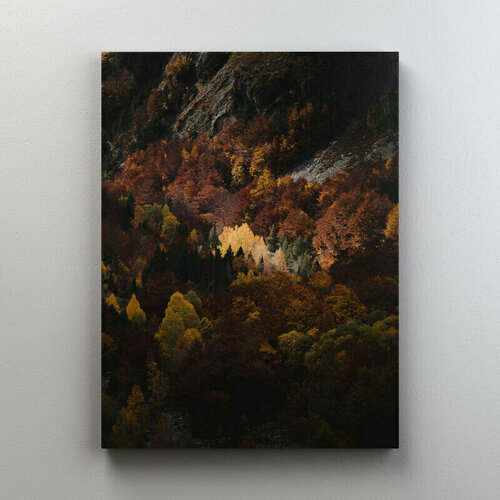 Интерьерная картина на холсте "Горный лес - пейзаж", размер 22x30 см