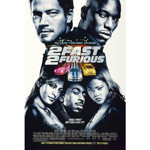 Плакат, постер на холсте Двойной форсаж (2 Fast 2 Furious, 2003г). Размер 42 х 60 см