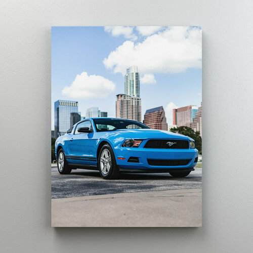 Интерьерная картина на холсте "Голубой мустанг" машины и автомобили, размер 45x60 см