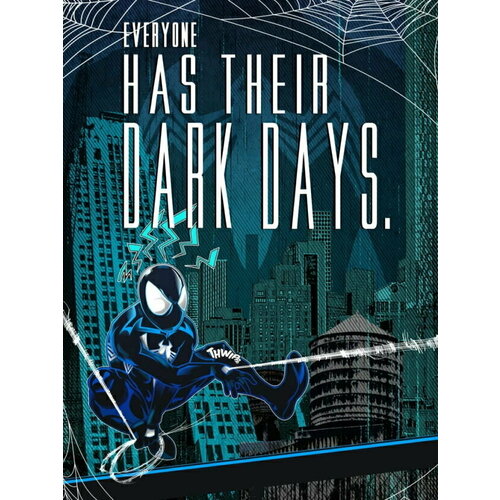 Плакат, постер на холсте Spider Man/Everyone Has Their Dark Days/комиксы/мультфильмы. Размер 21 х 30 см