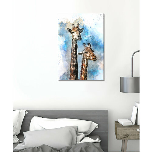 Картина - Жираф, жираф красками, арт жираф, пятнистый жираф (35) 50х70