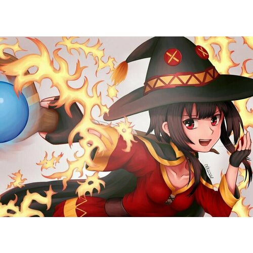 Плакат, постер на холсте KonoSuba. Да благословят боги сей расчудесный мир. Размер 21 х 30 см