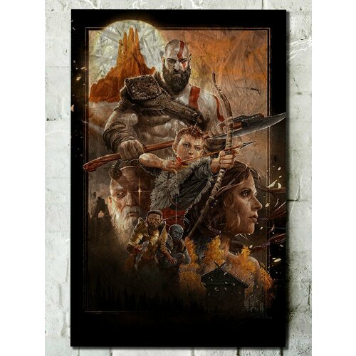 Картина интерьерная на рельефной доске ОСП Игры God of War IV - 14205