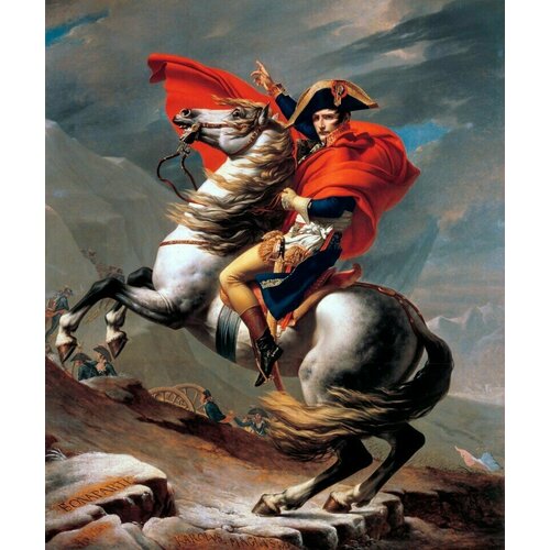 Плакат, постер на бумаге Jacques Louis David/Наполеон на перевале Сен-Бернар. Размер 21 на 30 см