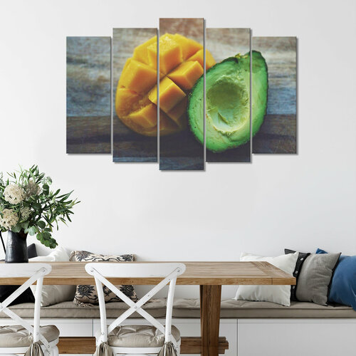 Модульная картина/Модульная картина на холсте/Модульная картина в подарок/Mango and avocado - Манго и авокадо 150х100