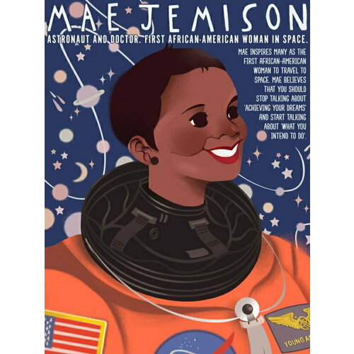 Плакат, постер на бумаге Space: Mae Jemison/Космос/искусство/арт/абстракция/творчество. Размер 60 х 84 см