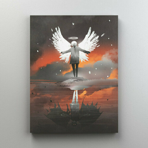 Интерьерная картина на холсте "Ангел vs Демон" размер 45x60 см