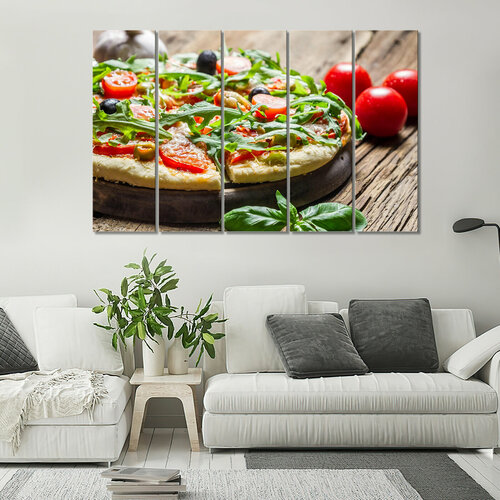 Модульная картина на холсте/Vegetable pizza/Овощная пицца 150х100