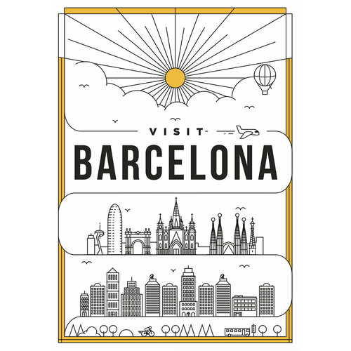 Плакат, постер на холсте Солнечная Барселона. Размер 30 х 42 см