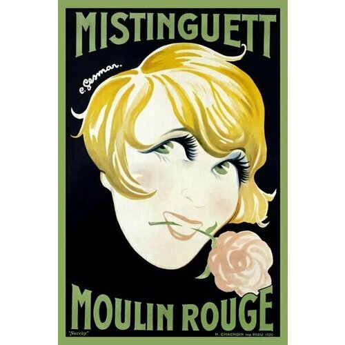 Плакат, постер на бумаге иностранный Mistinguett Moulin Rouge. Размер 30 х 42 см
