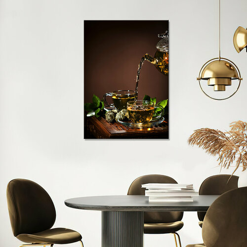 Картина на холсте для интерьера - "Жасминовый чай 20х30"