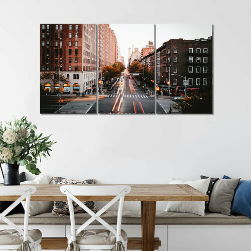 Модульная картина/Модульная картина на холсте/Модульная картина в подарок/ Городской пейзаж/ Нью-Йорк (3)/Urban Landscape/ New York (3) 90х50